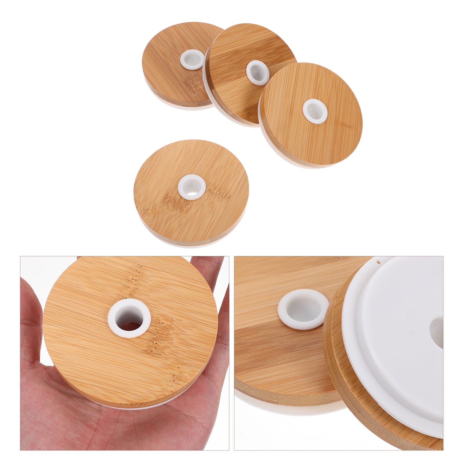 Raindrops 4Set Jar Lids Wide Mouth Assorted Color Bamboo Silicone ...
