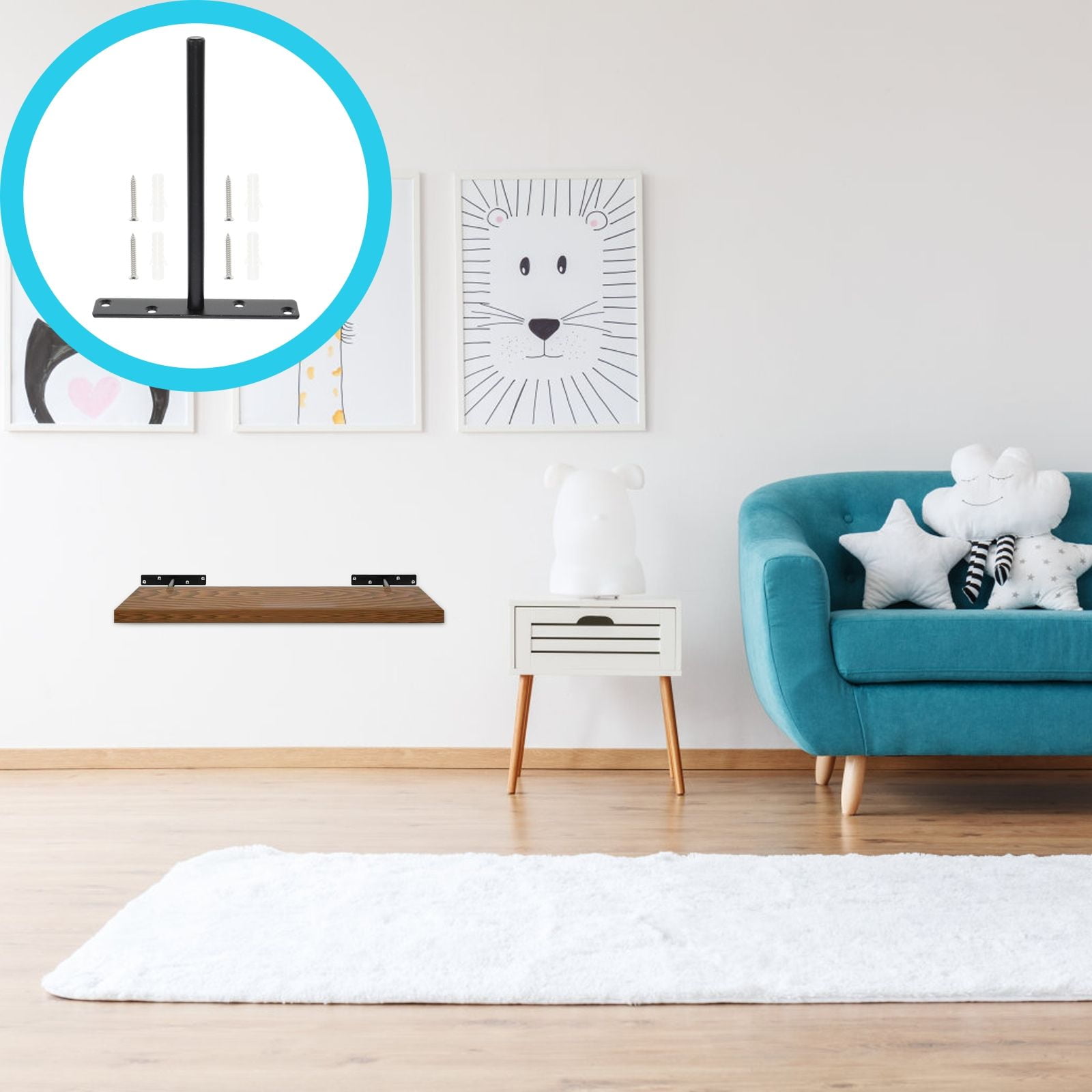 Raindrops 4Set T-shape Stand Wall Shelf Bracket Iron Black for DIY ...