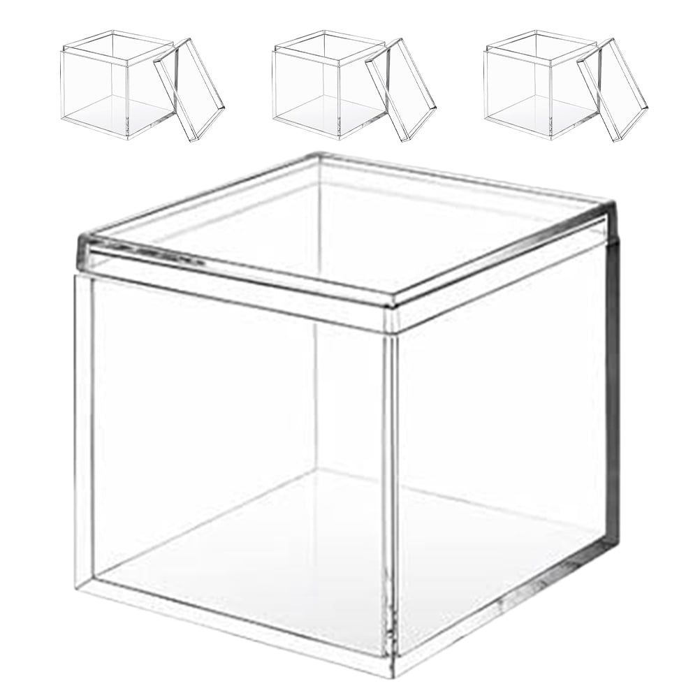 Raindrops 4pcs Clear Plastic Square Cube Small Plastic Storage Box with ...