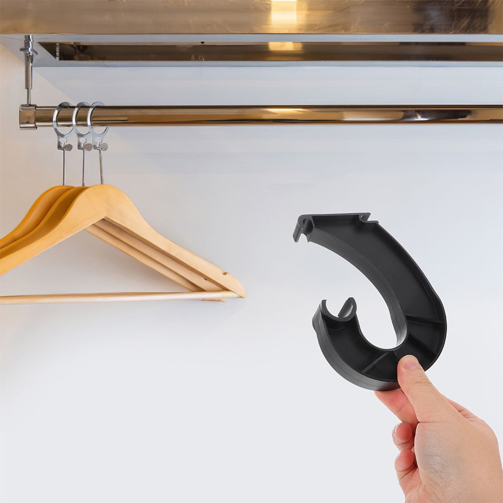 Raindrops Closet Hanging Rod Support 4Pcs J Shaped Black Plastic ...