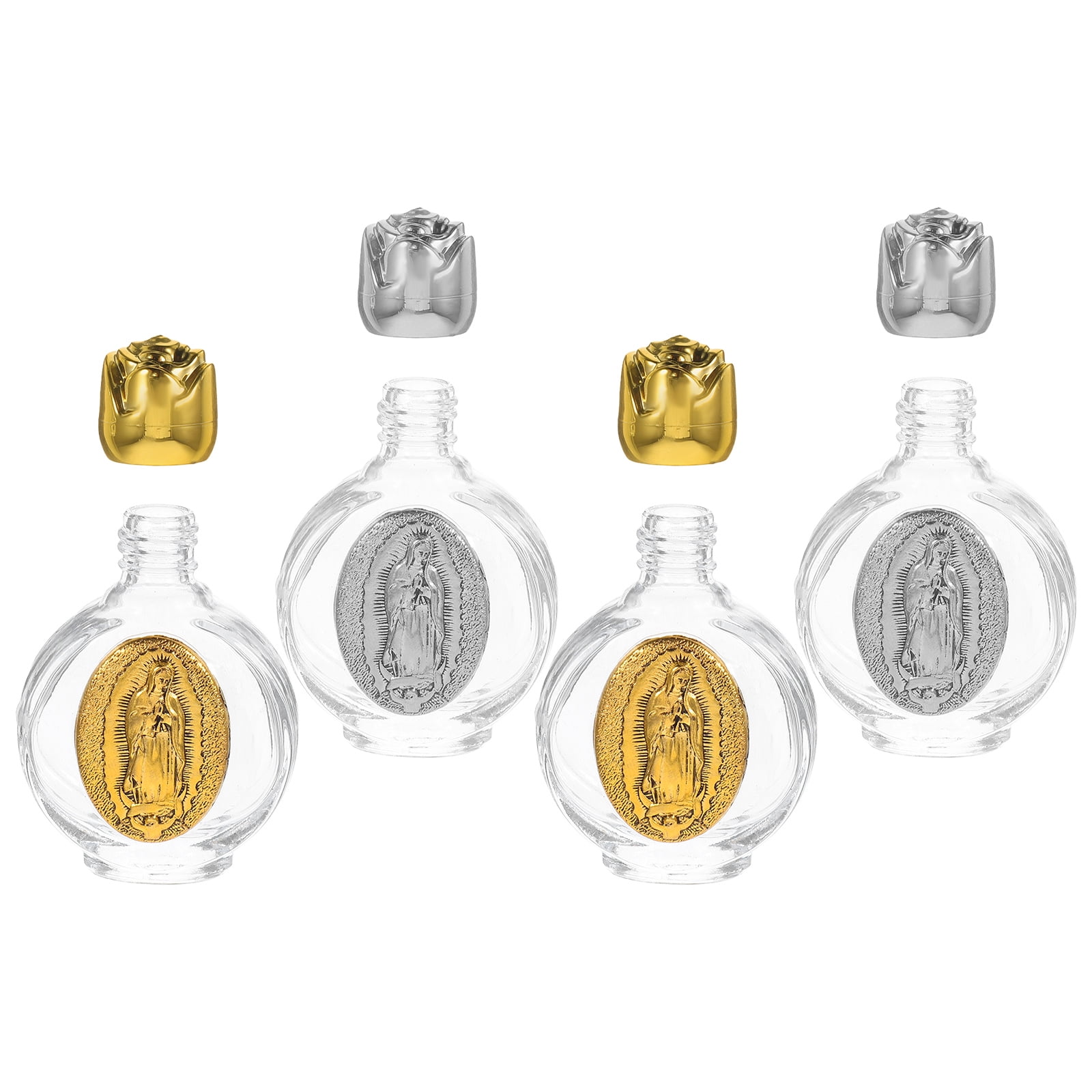 Raindrops 4pcs Glass Holy Water Bottles Embossed Catholic Holy Water ...