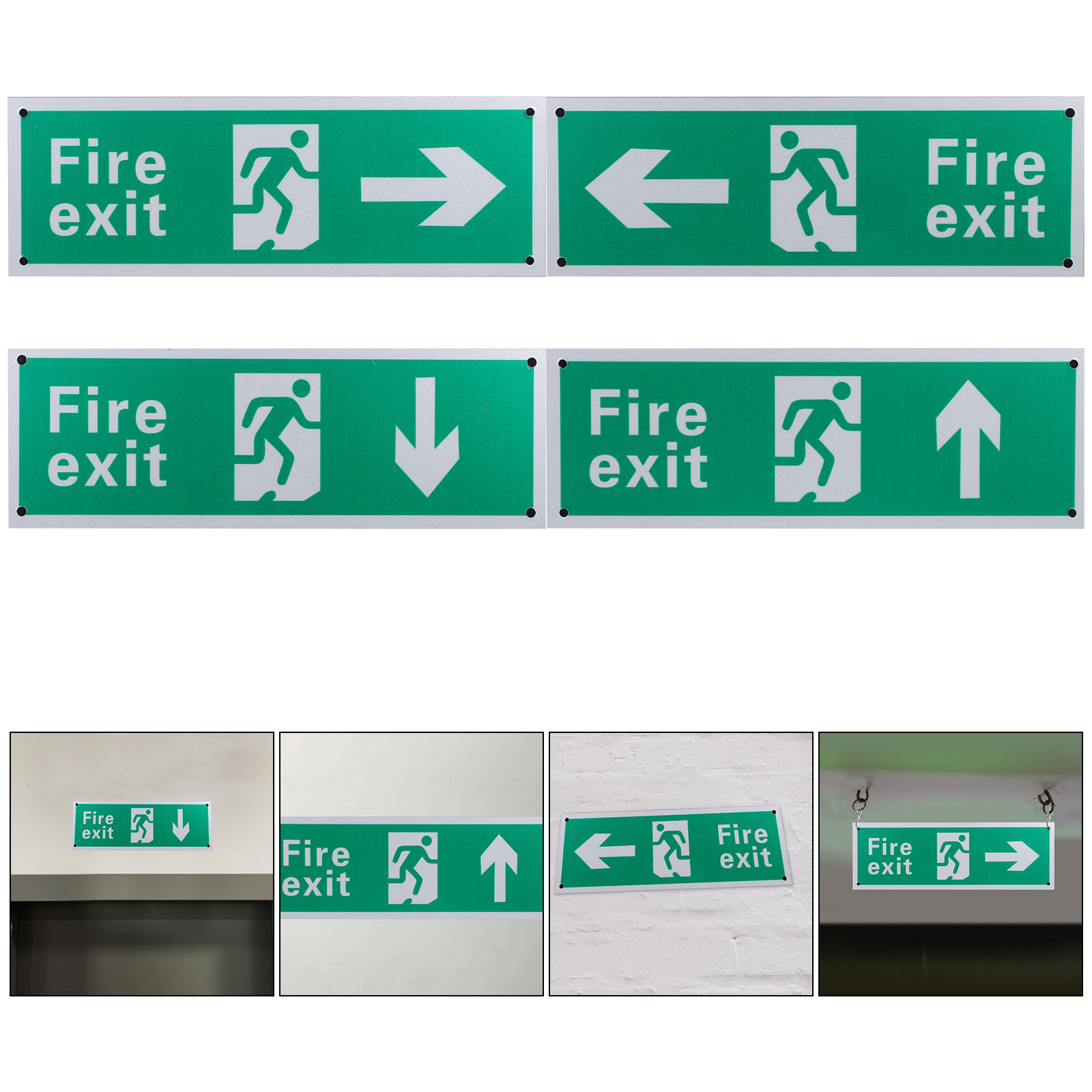 Raindrops 4pcs Hanging Emergency Sign Fire Exit Indicator Sign For ...