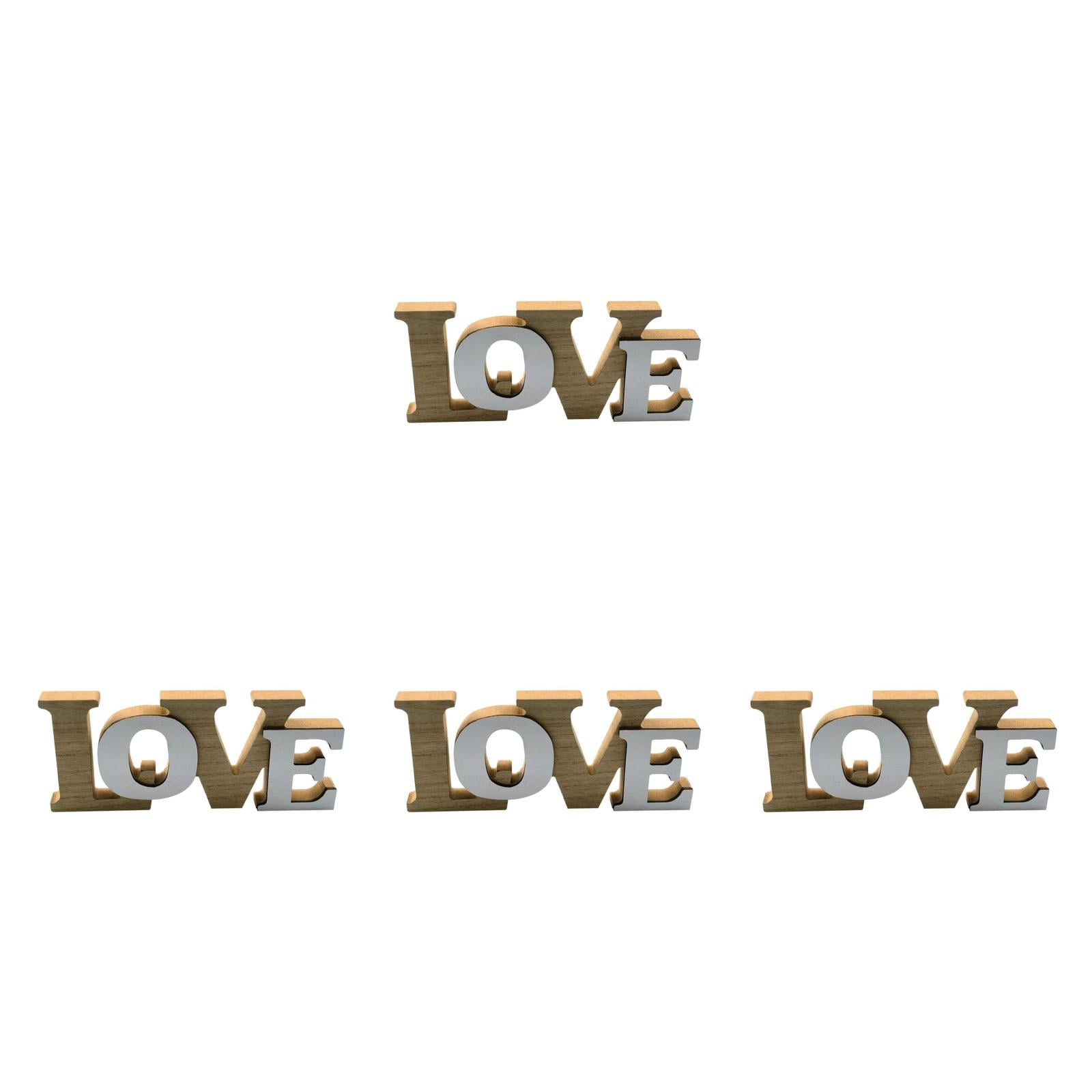 Raindrops 4pcs Love Stand Sign Rustic Wood Love Sign Red Freestanding ...