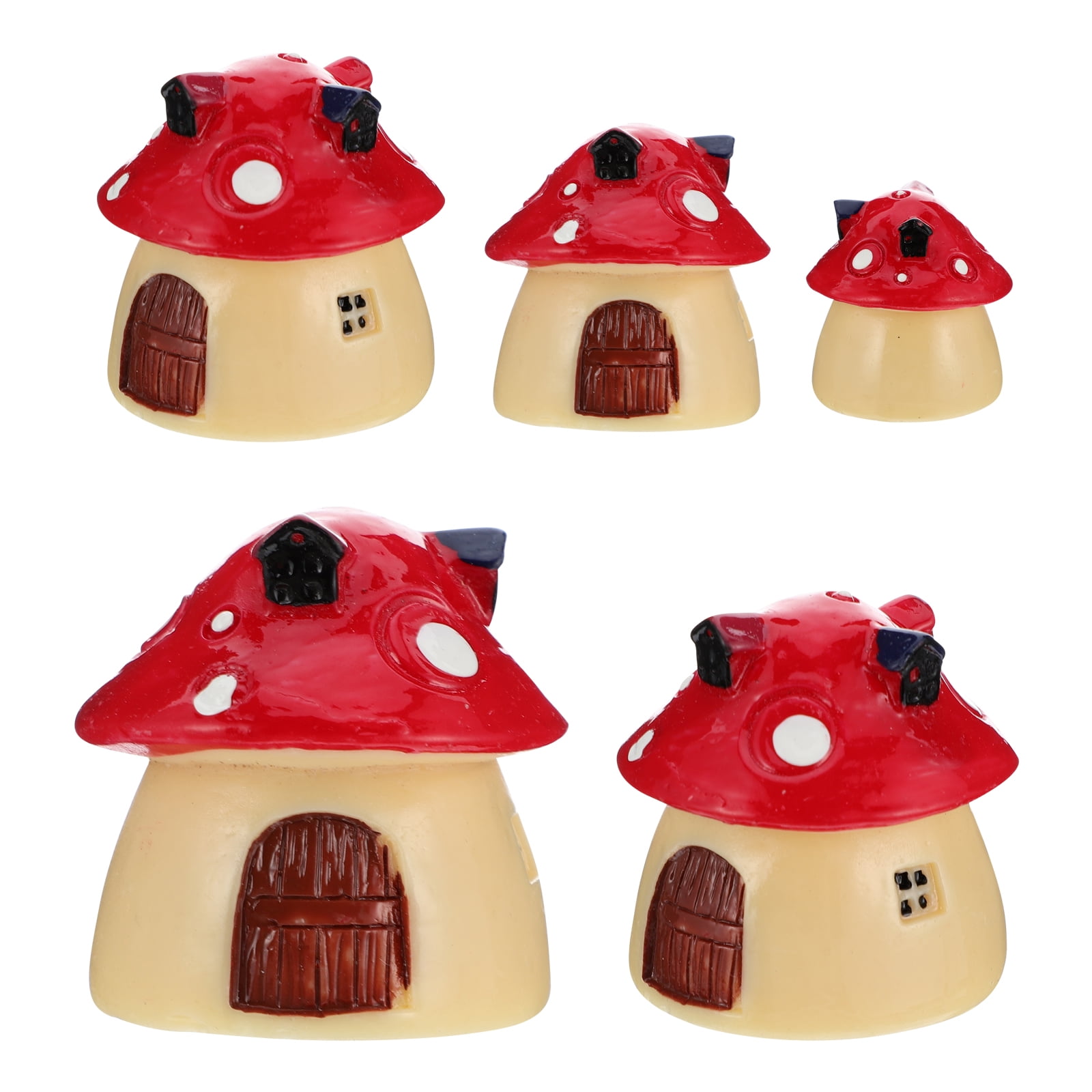 Raindrops 5 Pcs Mushrooms Planter Mini House Micro Landscape ...