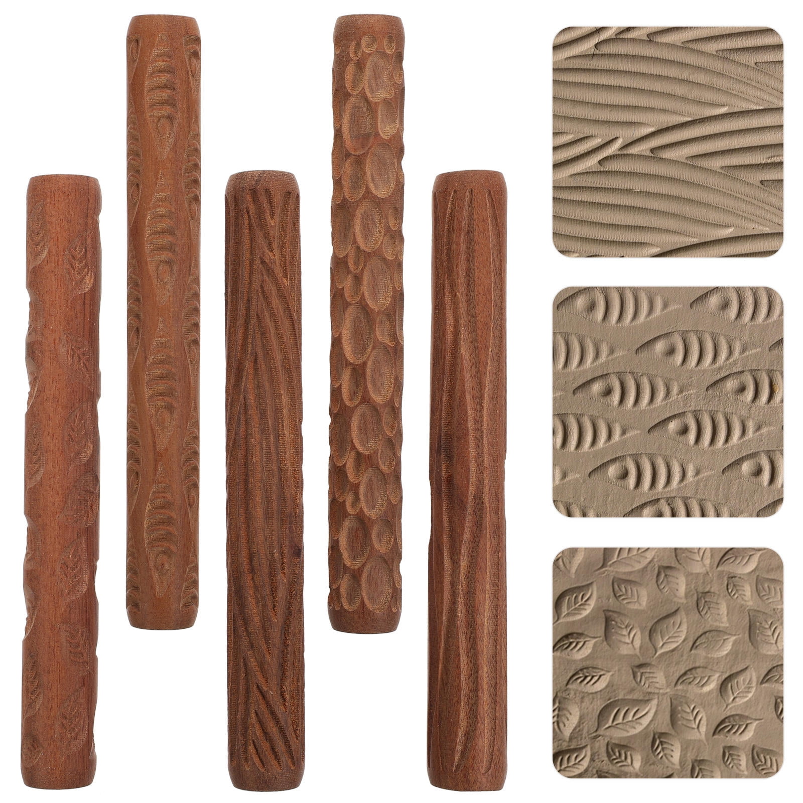 Raindrops 5 Pcs Printed Mud Board Pottery Clay Rolling Modeling Rollers ...