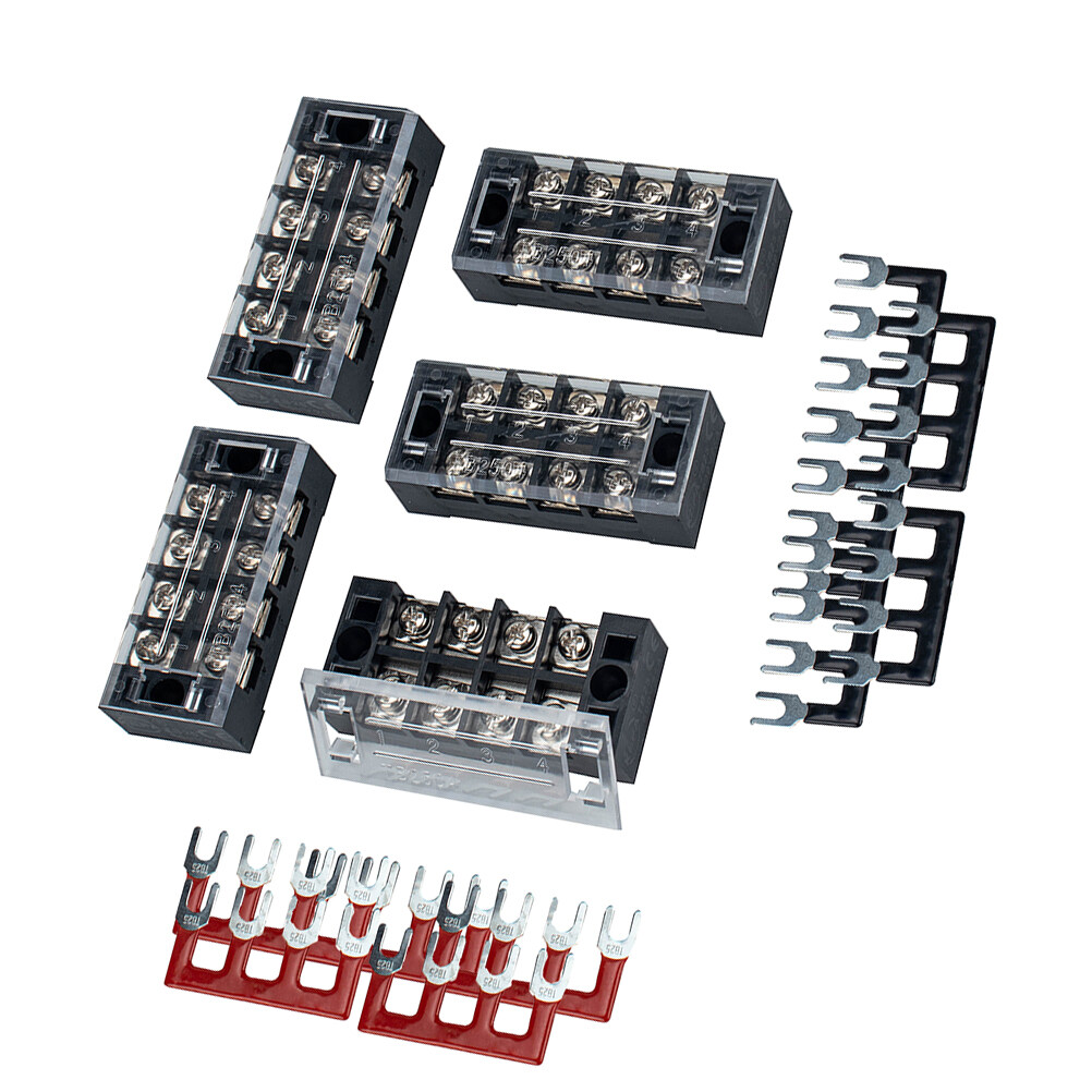 Raindrops 5 Sets 4P Terminal Block Positions Grounding Strip Work Black ...