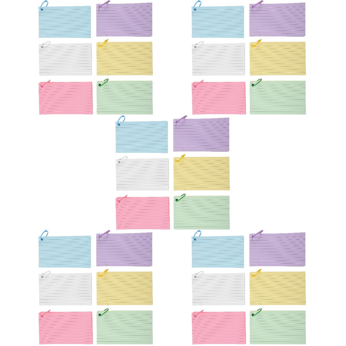Raindrops 5 Sets Flash Cards with Binder Rings Pre-Hole Punched ...