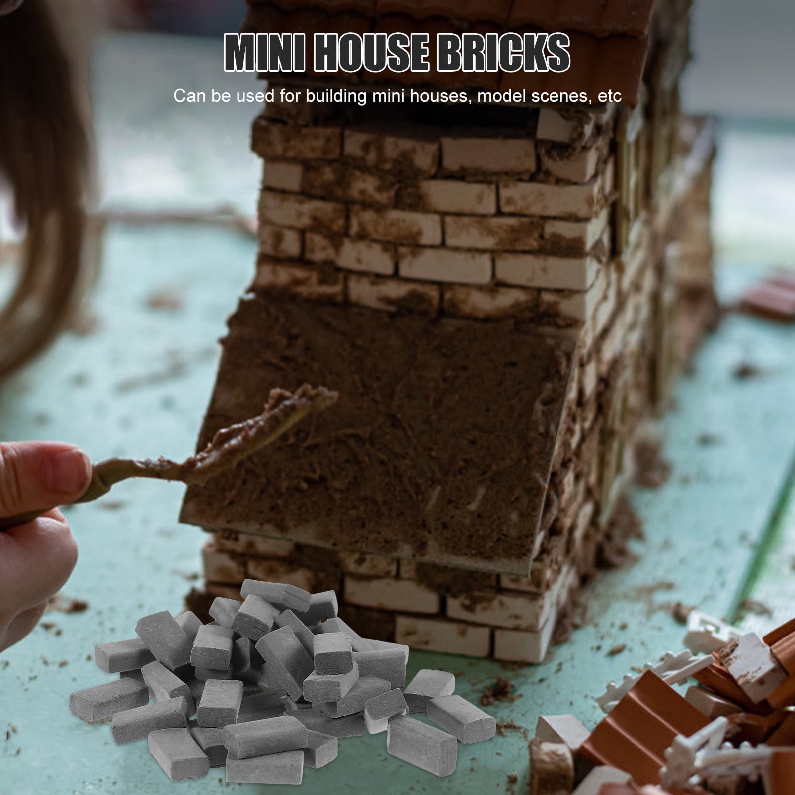 Raindrops 50 Pcs Landscaping Miniature Golden Brick Doll House Bricks ...