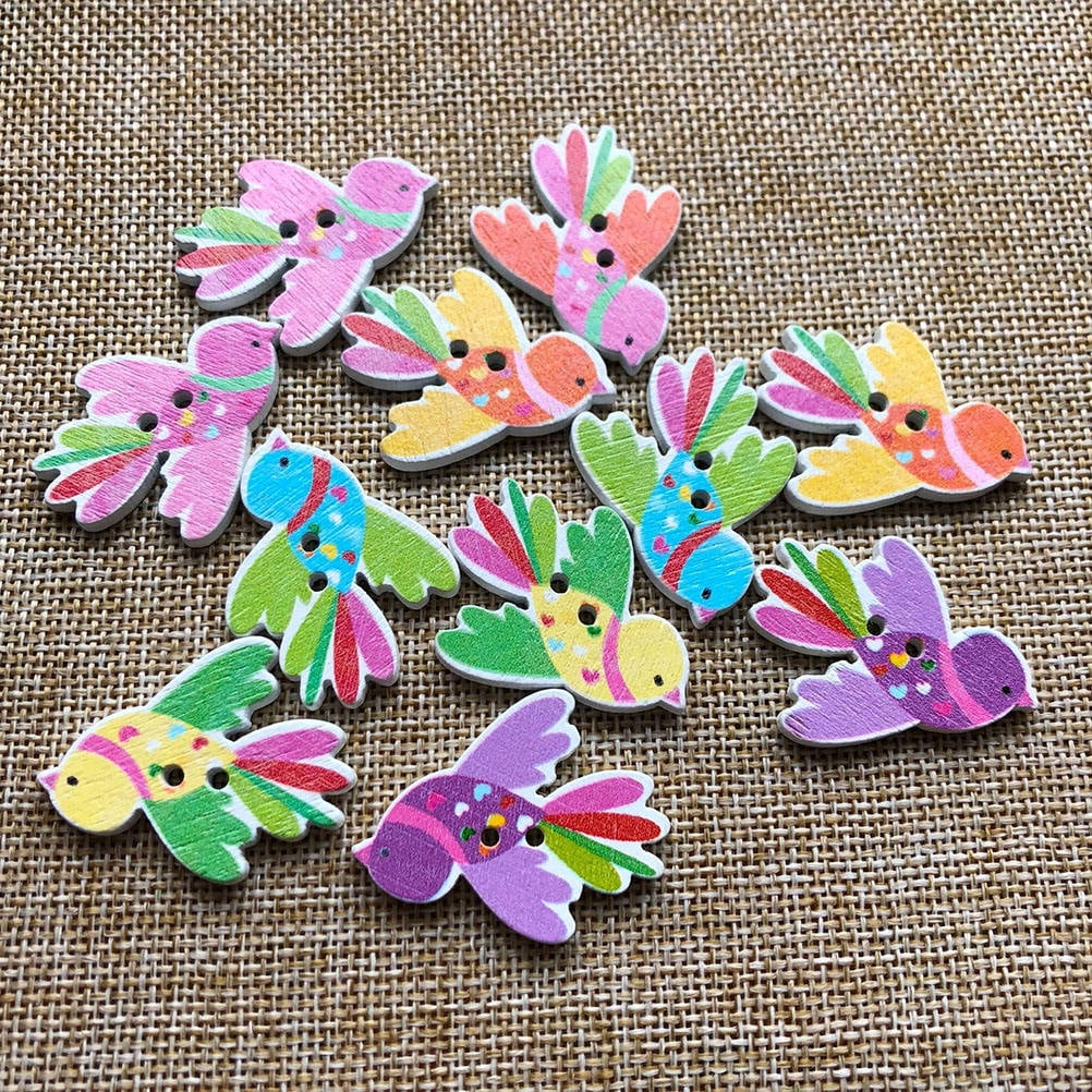 Raindrops 50 Pcs Oval Shaped Wooden Buttons Assorted Color for Diy ...