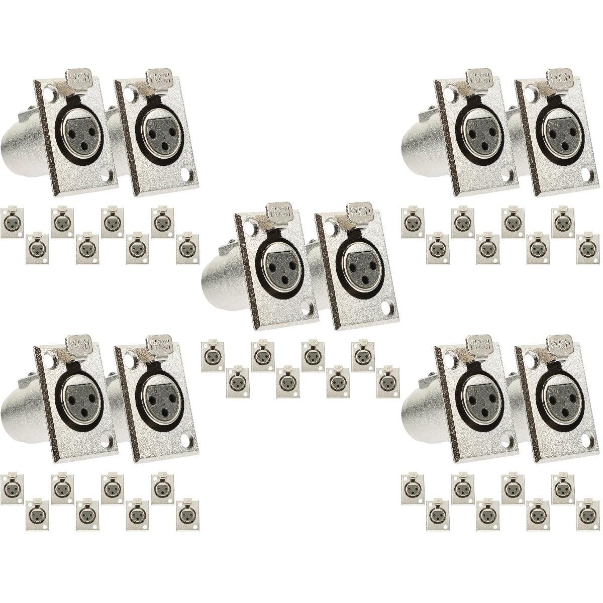 Raindrops 50 pcs 3-Pin Female Panel Mount Metal Chassis Microphone Jack ...