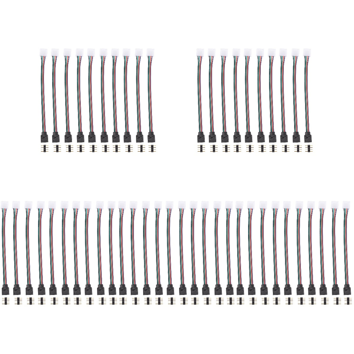 Raindrops 50 pcs LED Light Strip Connector 4 Pin LED Connector RGB ...