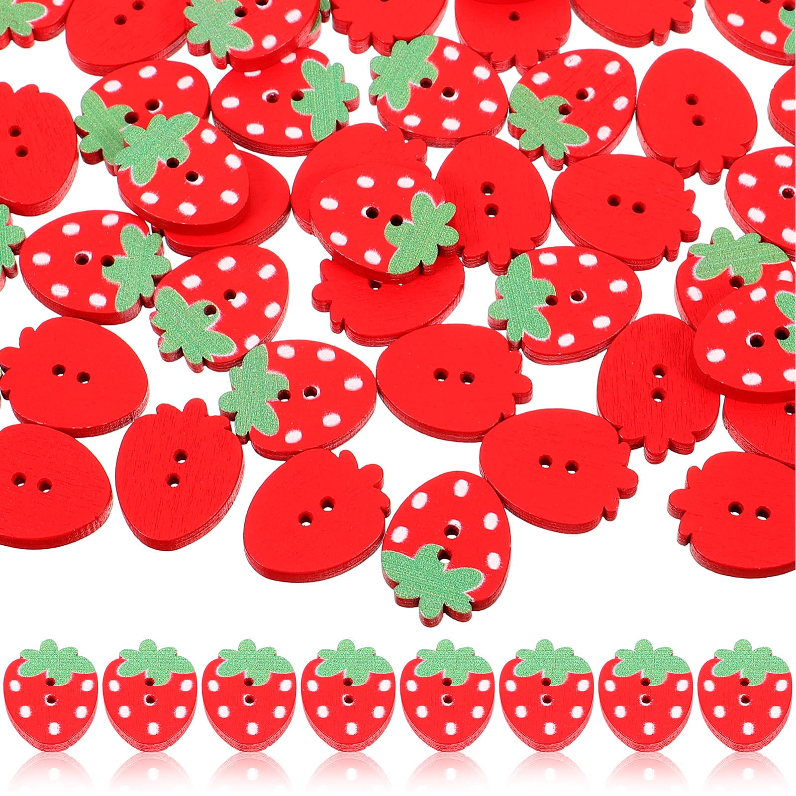 Raindrops 50 pcs Strawberry Shaped Buttons Decorative Buttons Wooden ...