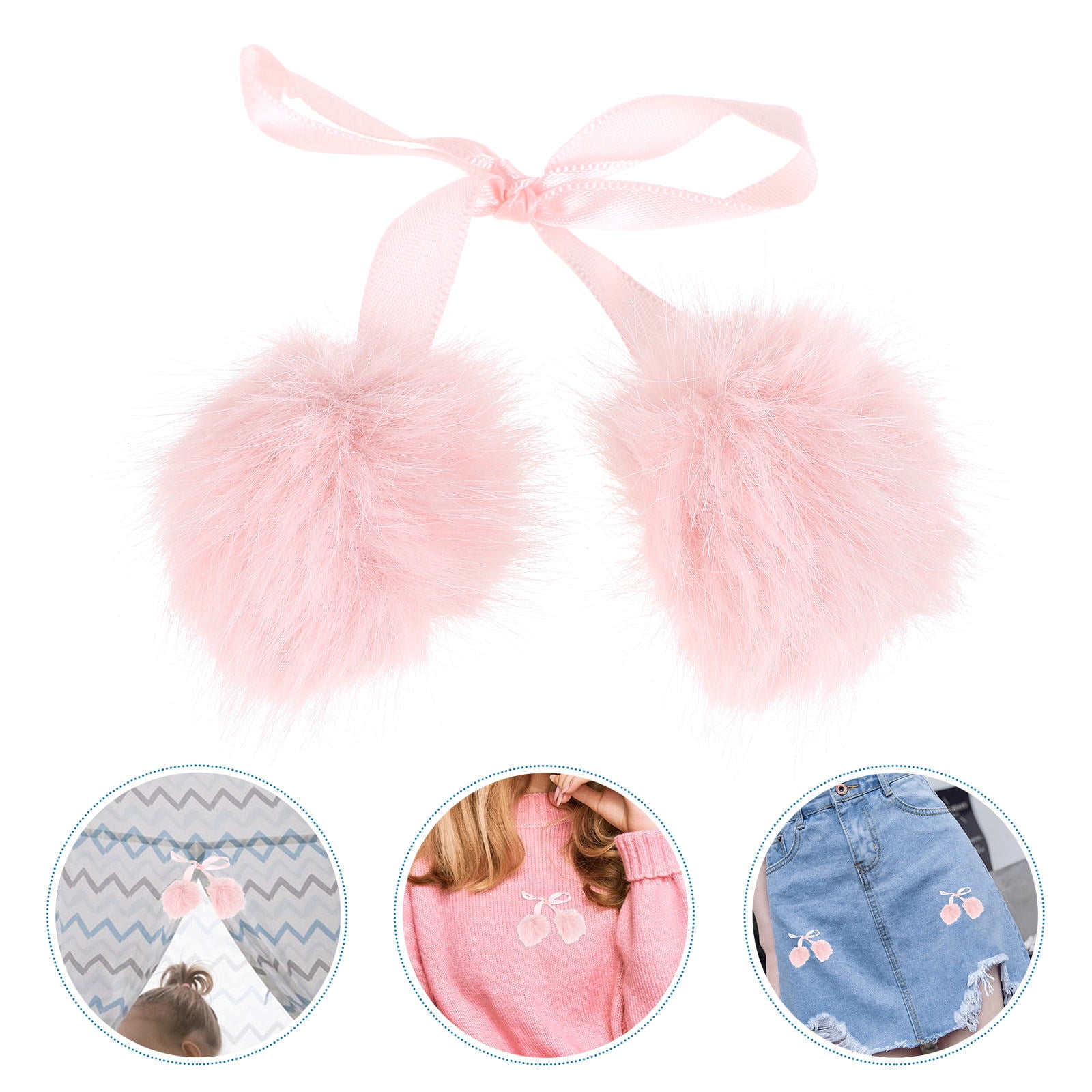 Raindrops 5Pack Pink Round Fluffy Pom Poms for Decorative and Craft ...