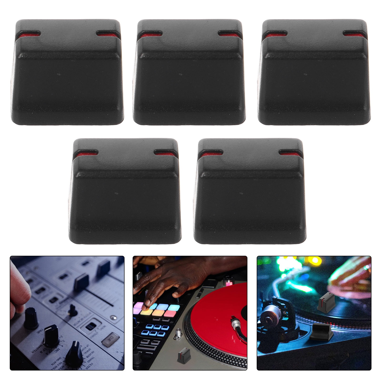 Raindrops 5Pcs Mixer Slider Caps Black and Red Color for DJs with ...