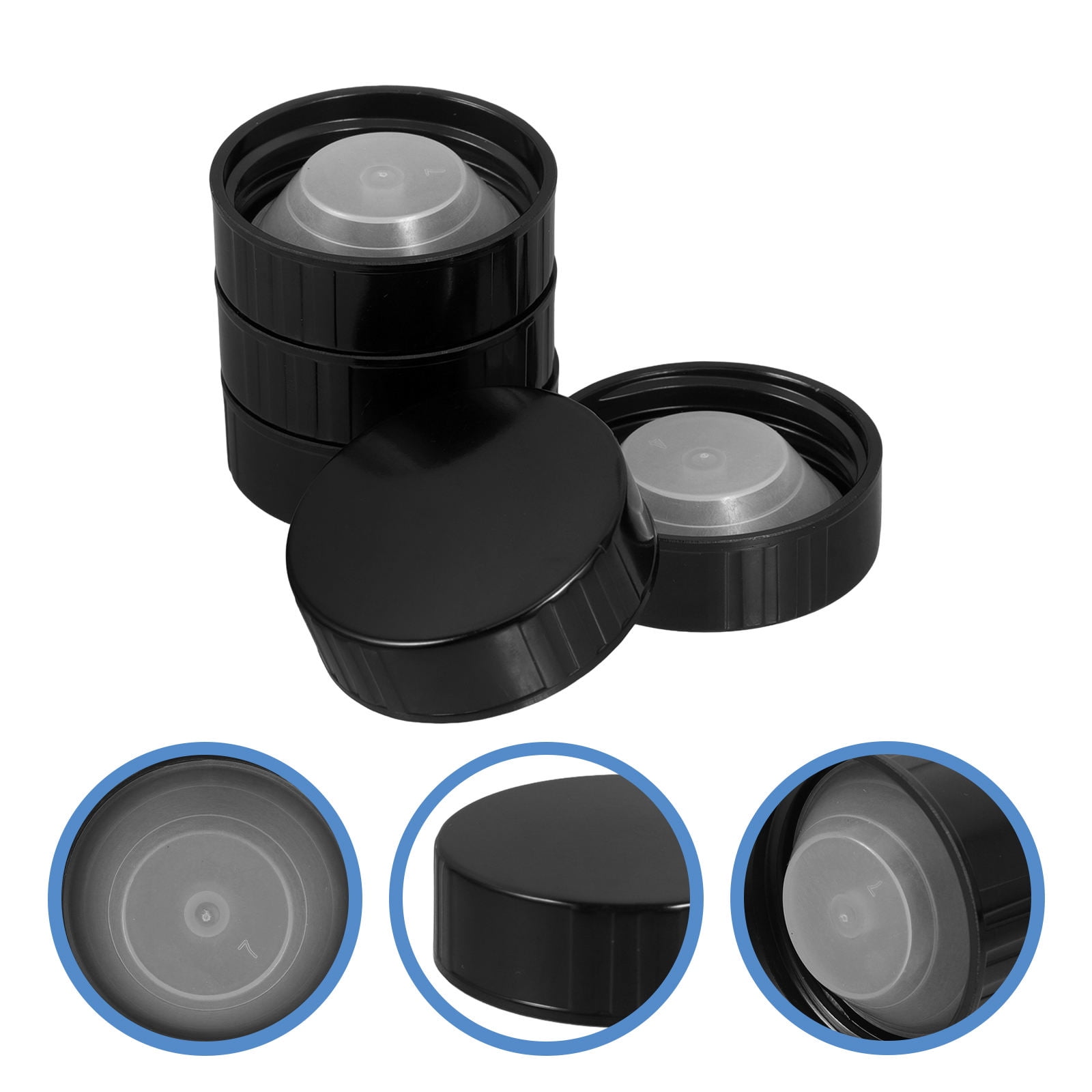 Raindrops 5Pcs Replacement Caps for Glass Bottles Black Plastic Screw ...
