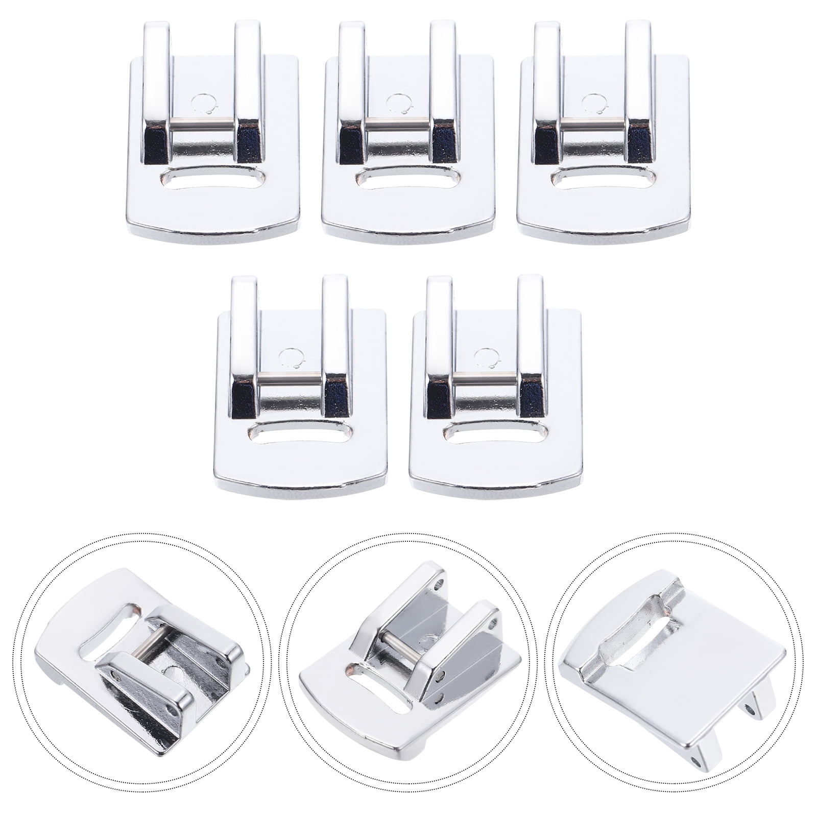 Raindrops 5Pcs Silver Metal Presser Feet for Sewing Machine Multi ...