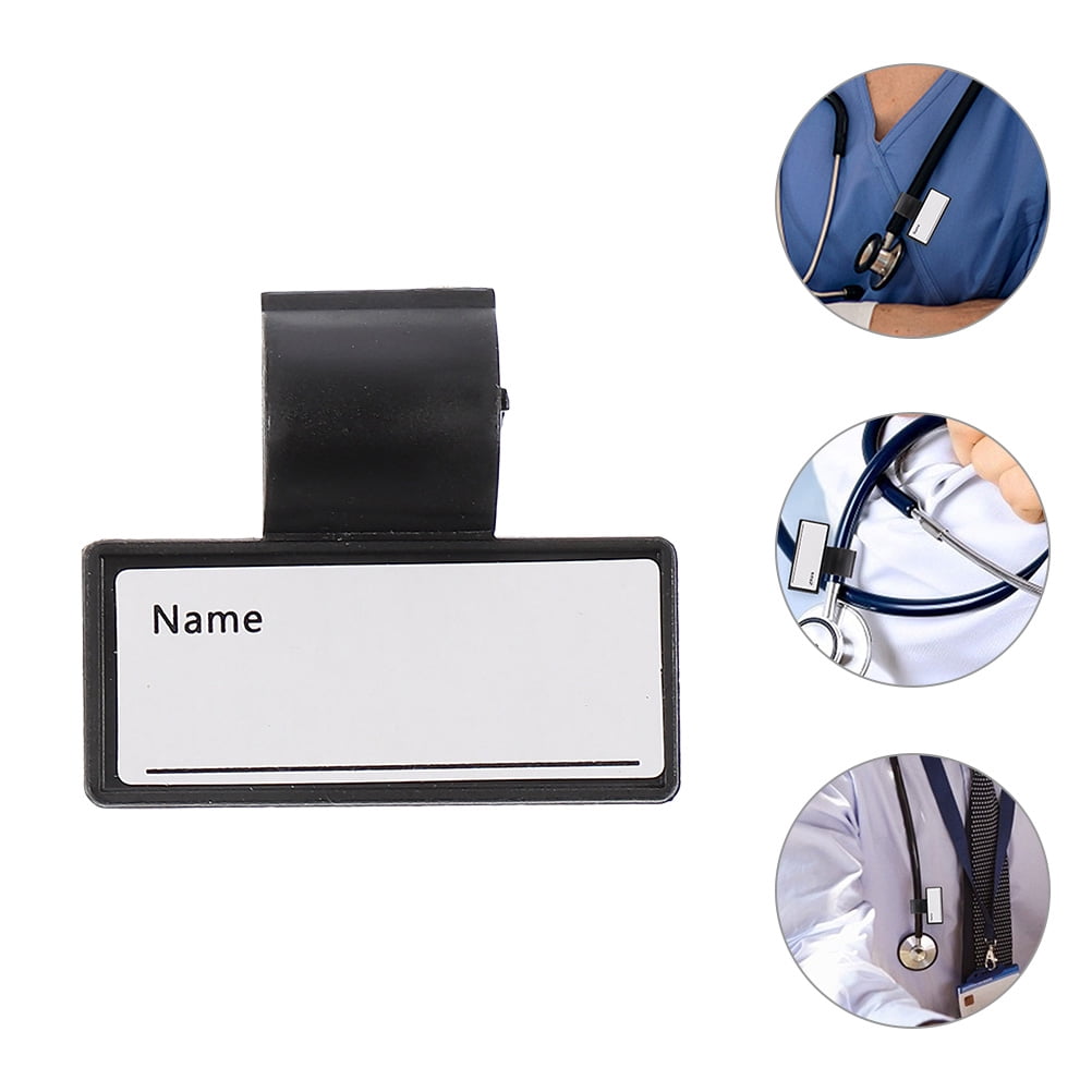 Raindrops 5Pcs Stethoscope Name Tags Clear Name Tag Black ABS Writing ...