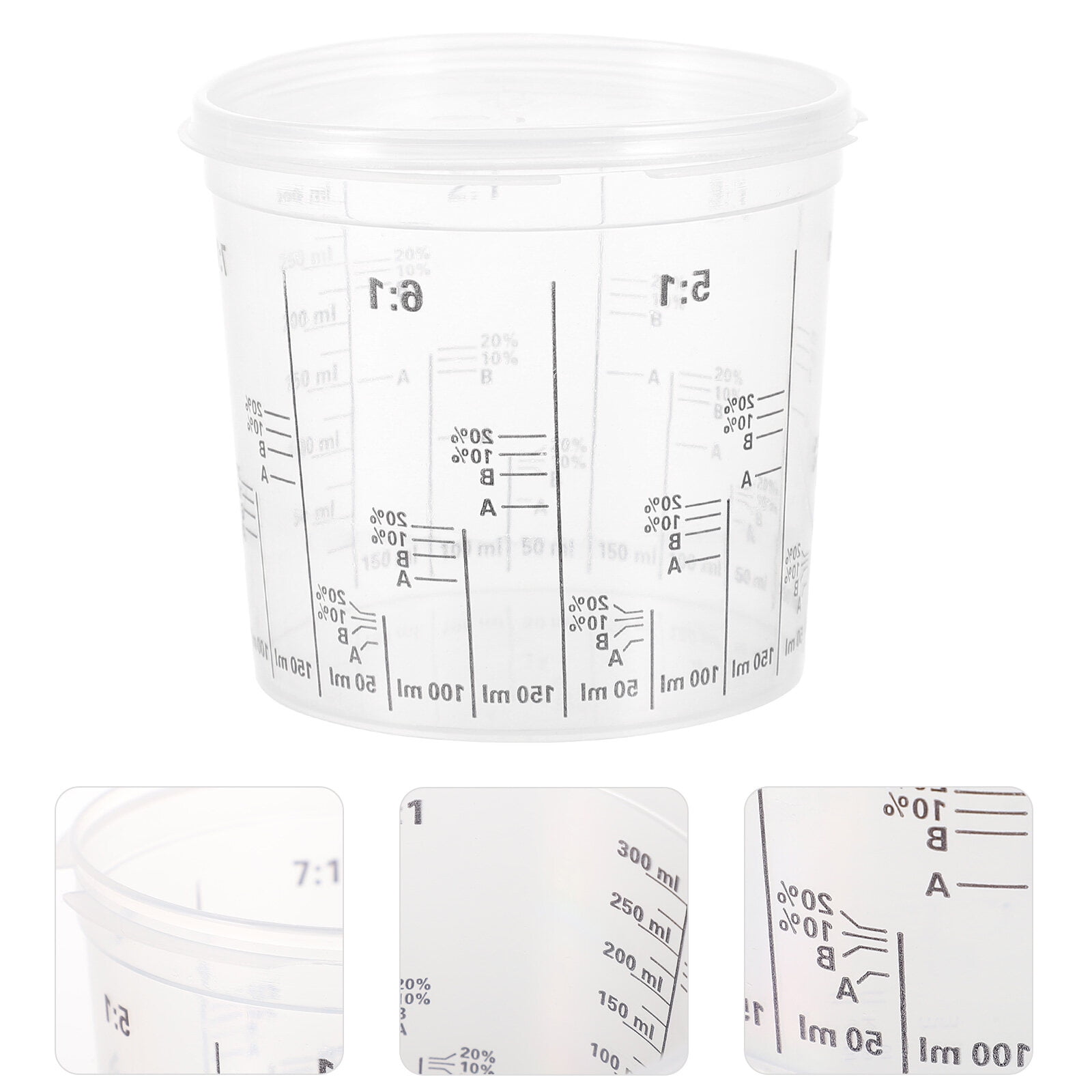 Raindrops 5pcs Transparent Plastic Paint Cups with Lid and Measuring ...