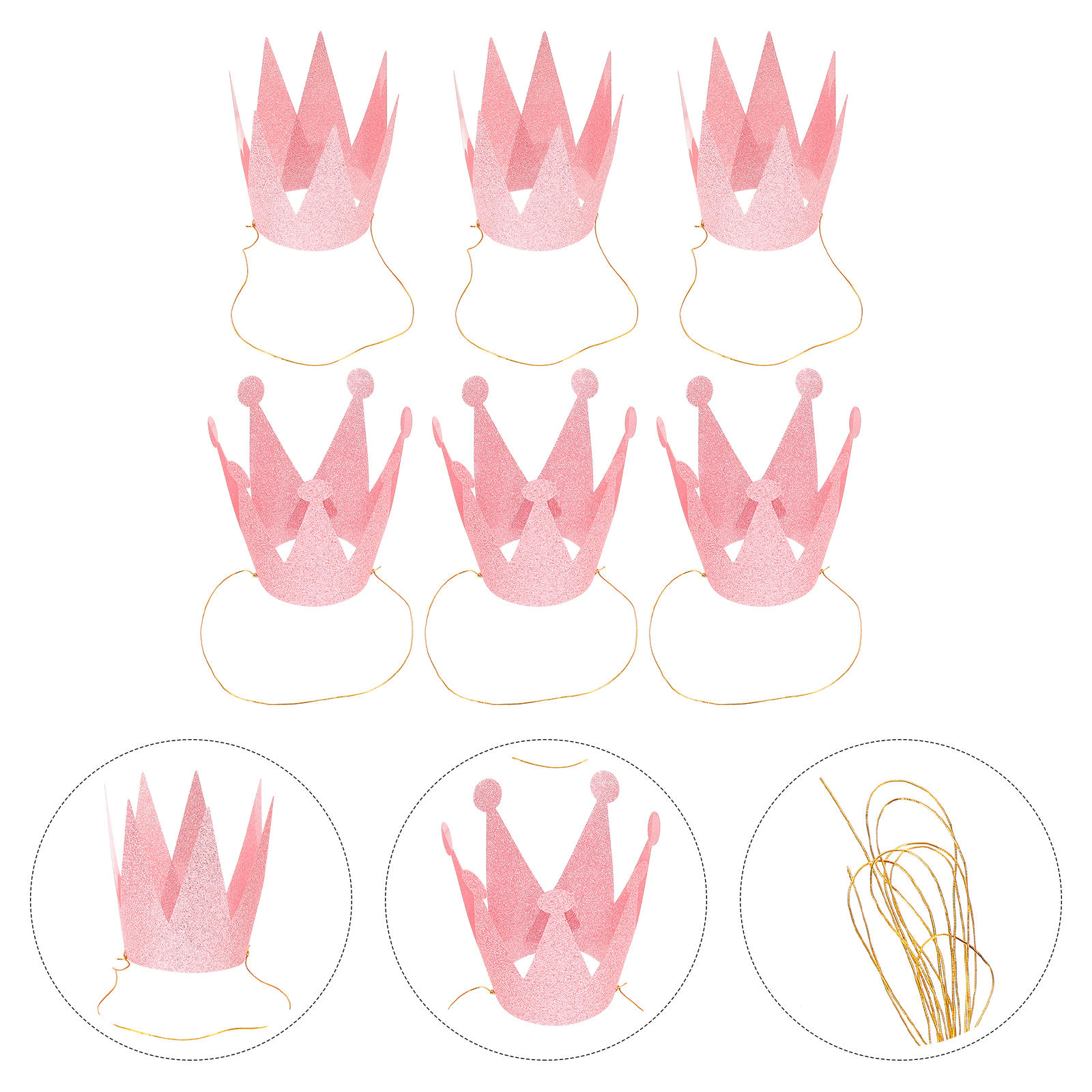 Raindrops 6 PCS Crown Party Hats Birthday Prince Crowns Glitter Baby ...