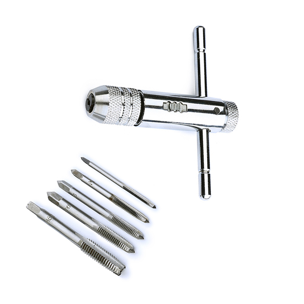 SHINYPASING T Handle Tap Wrench Set Adjustable T-Handle Ratchet Tap Holder Steel 6Pcs - Walmart.com