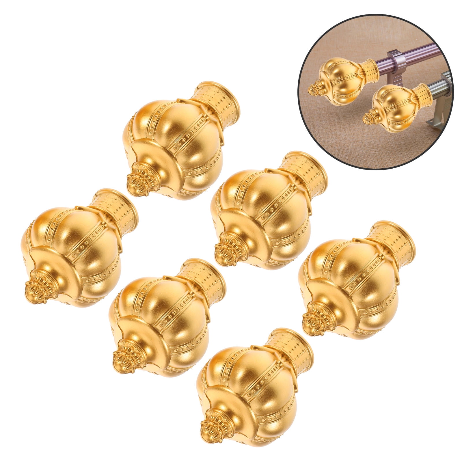 Raindrops 6 Pcs Curtain Rod Decorative Finials Window Curtain Pole Ends ...