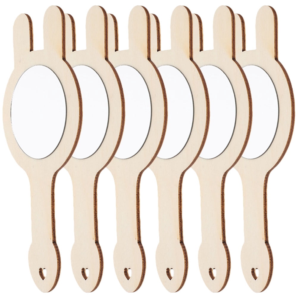 Raindrops 6 Pcs Kids Building Kit Wooden Mirror Unfinished Mirror Child ...