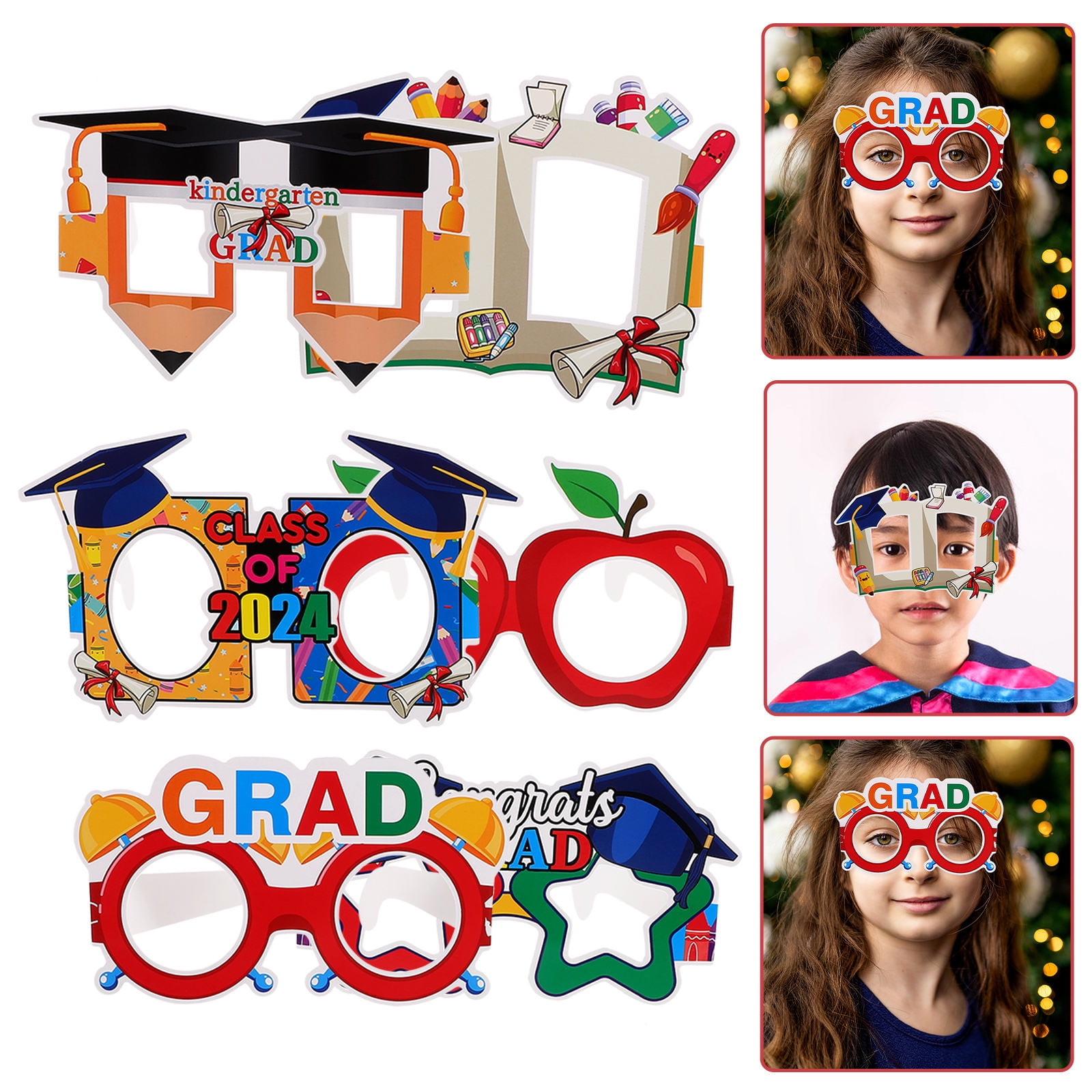 Raindrops 6 Pcs Paper Glasses Party Graduation Photo Booth Props Child ...