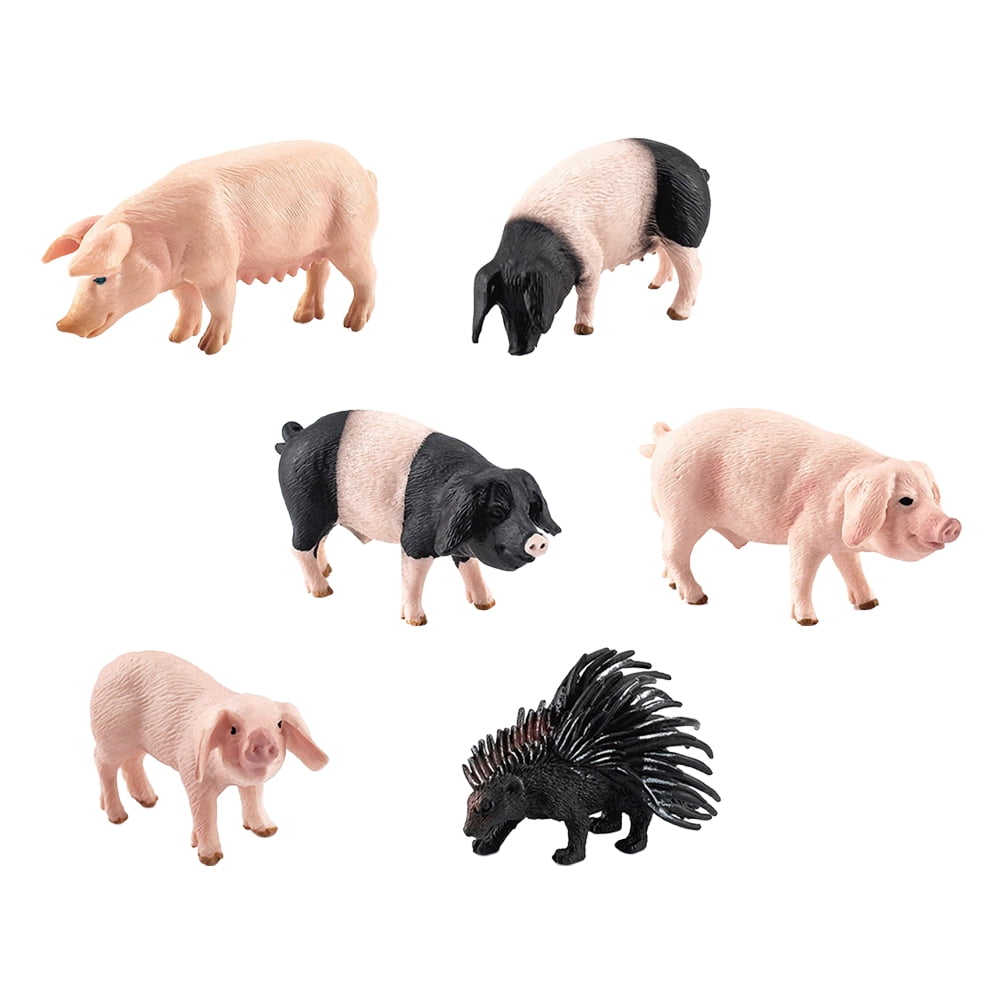 Raindrops 6 Pcs Simulation Pig Model Farm Animal Little Animals The ...