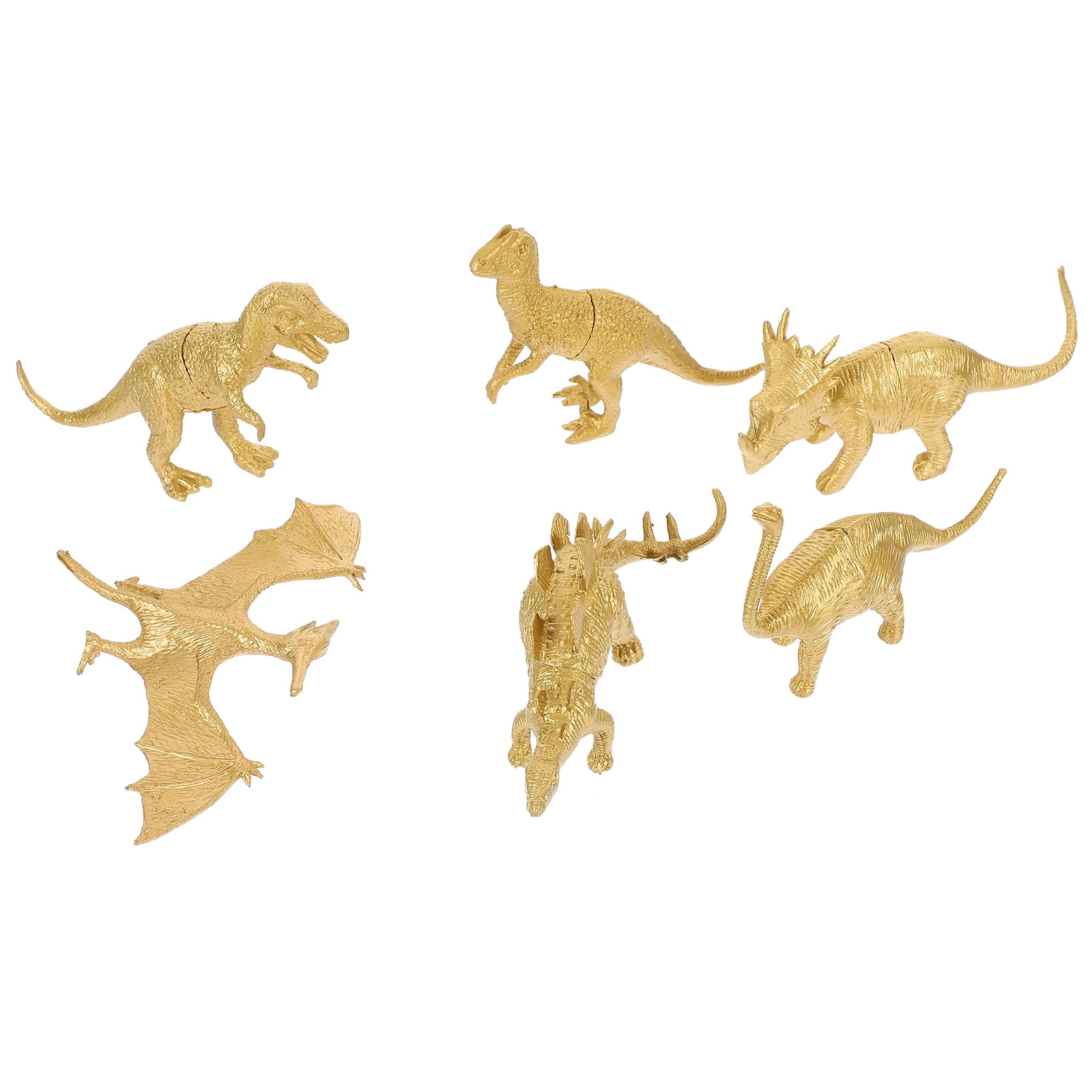 Raindrops 6 Pcs Small Gold Dinosaurs Cake Toppers Figure Golden Model ...