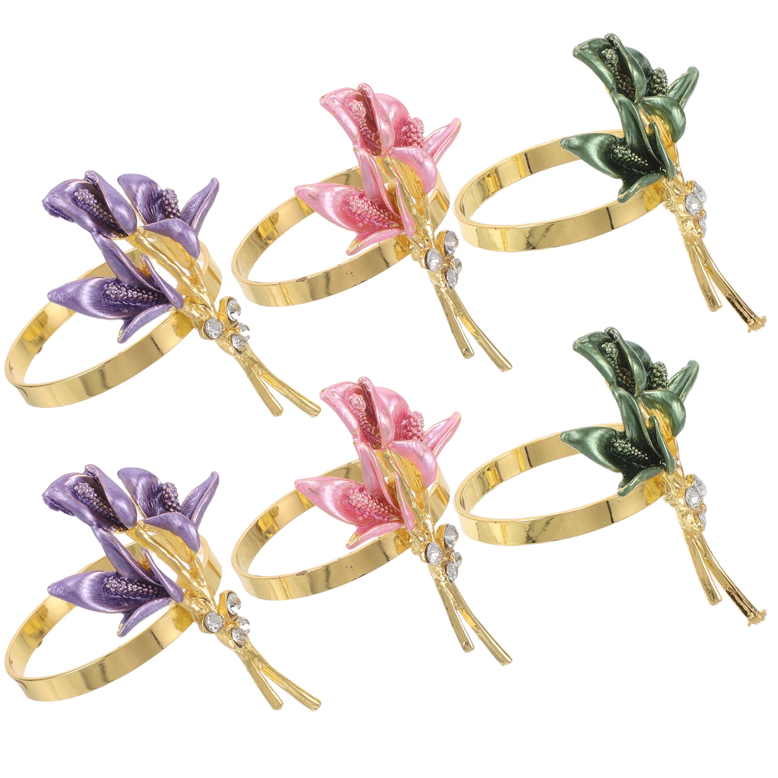 Raindrops 6 Pcs Wedding Napkin Rings Flower Stickers Fluffy Collar ...