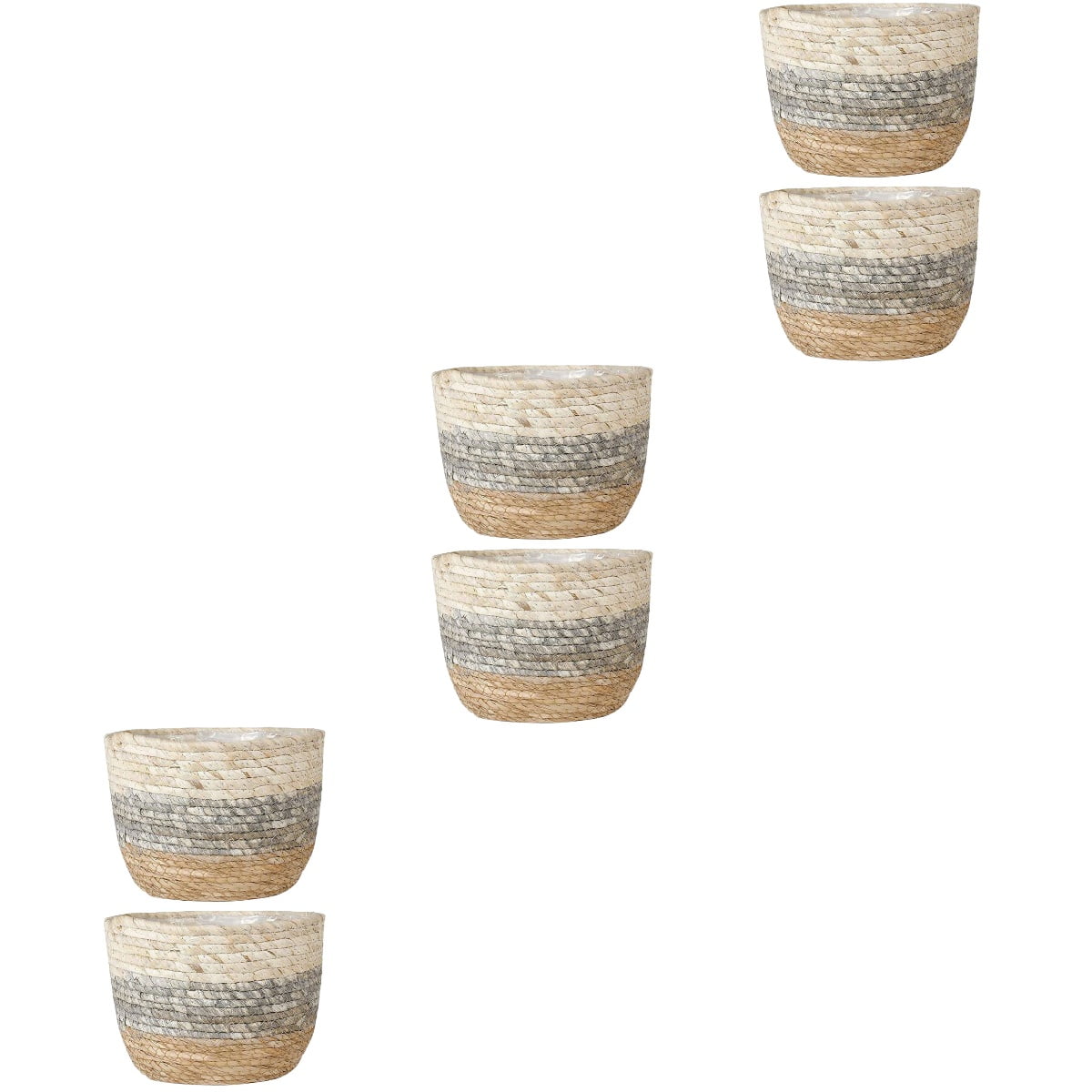 Raindrops 6 Pcs Woven Straw Flower Pot Seagrass Basket Hand Woven Pot ...