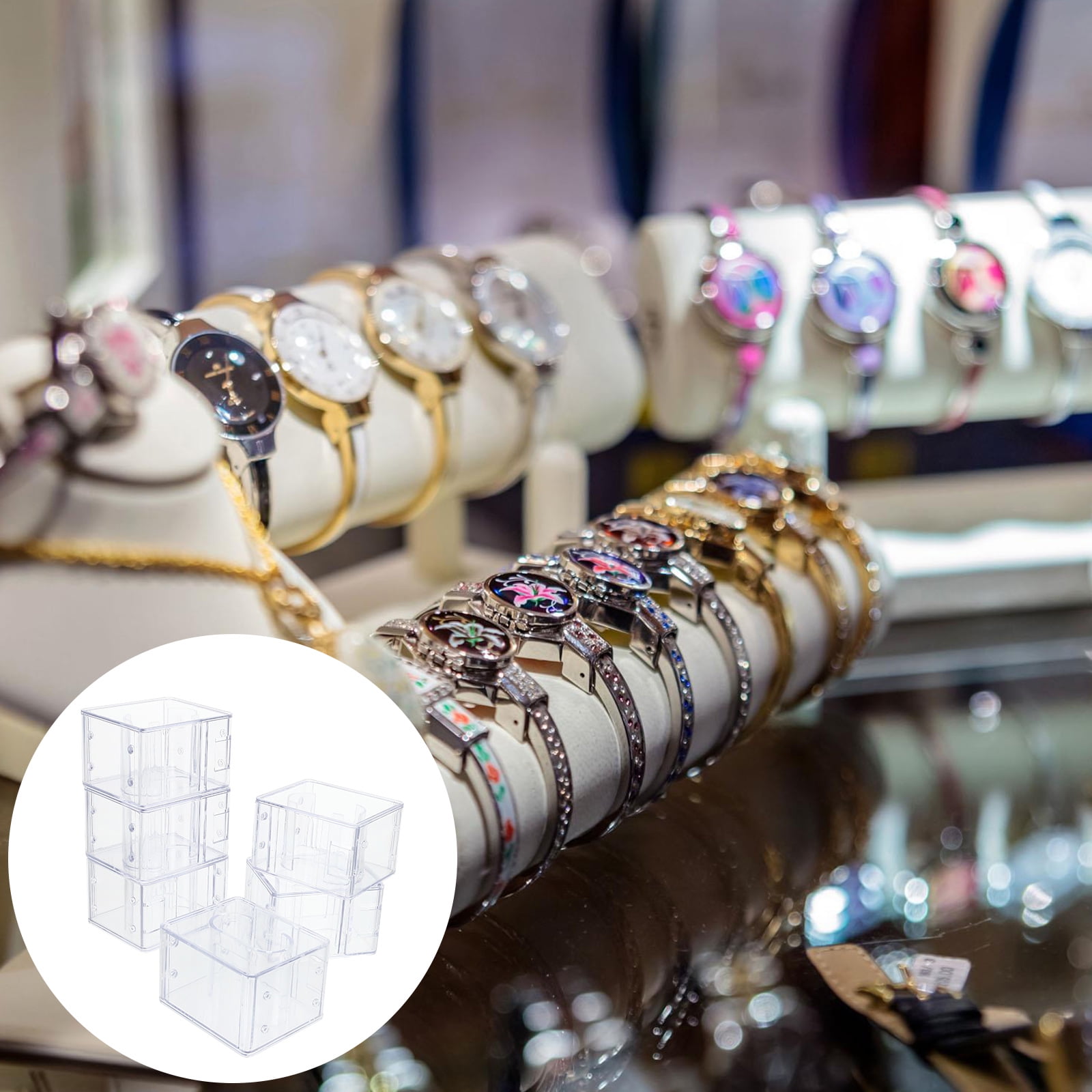 Raindrops 6 Pcs Wristwatch Storage Square Box Transparent Jewelry ...