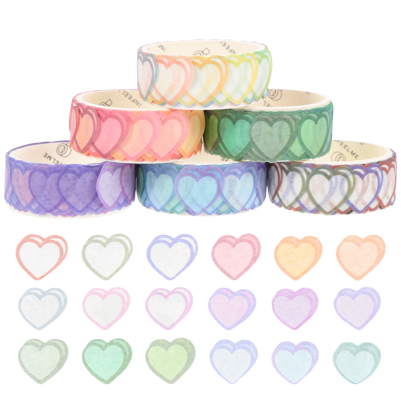 Raindrops 6 Rolls Sticker Love and Paper Tape Heart-shaped Decorations ...