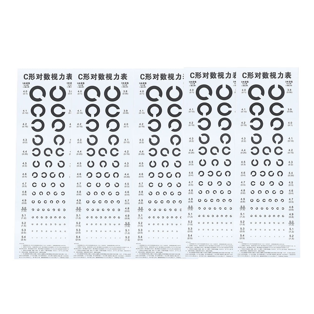 DEMACRIO Eye Exam Tools C-Type Vision Chart PVC Material 6Sheets 29.5X9 ...