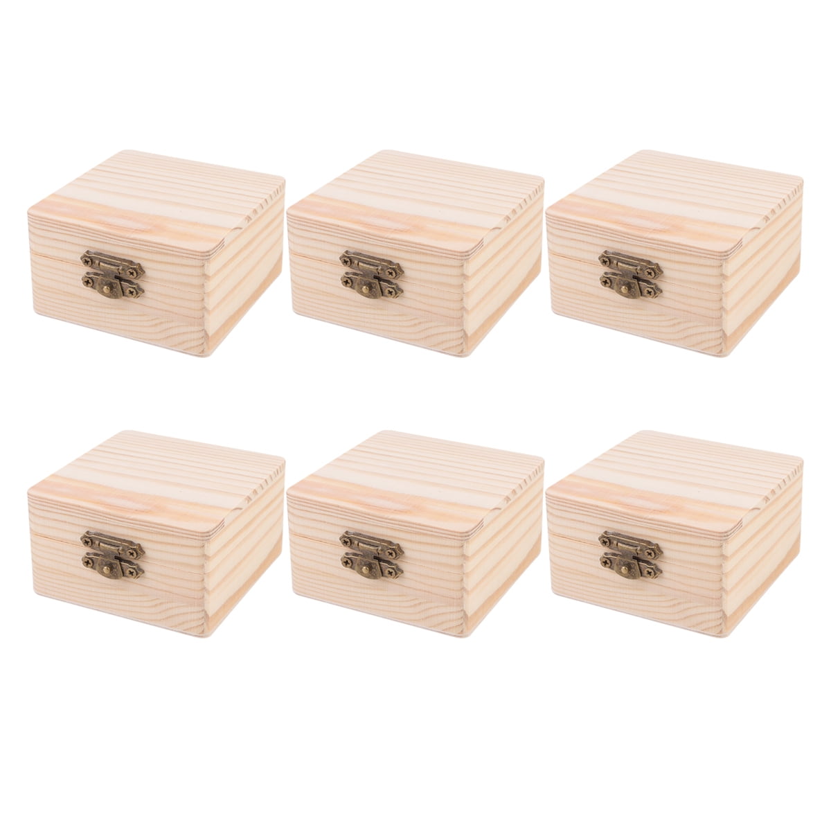 Raindrops 6 Unfinished Square Wooden Craft Boxes for DIY Home Decor ...