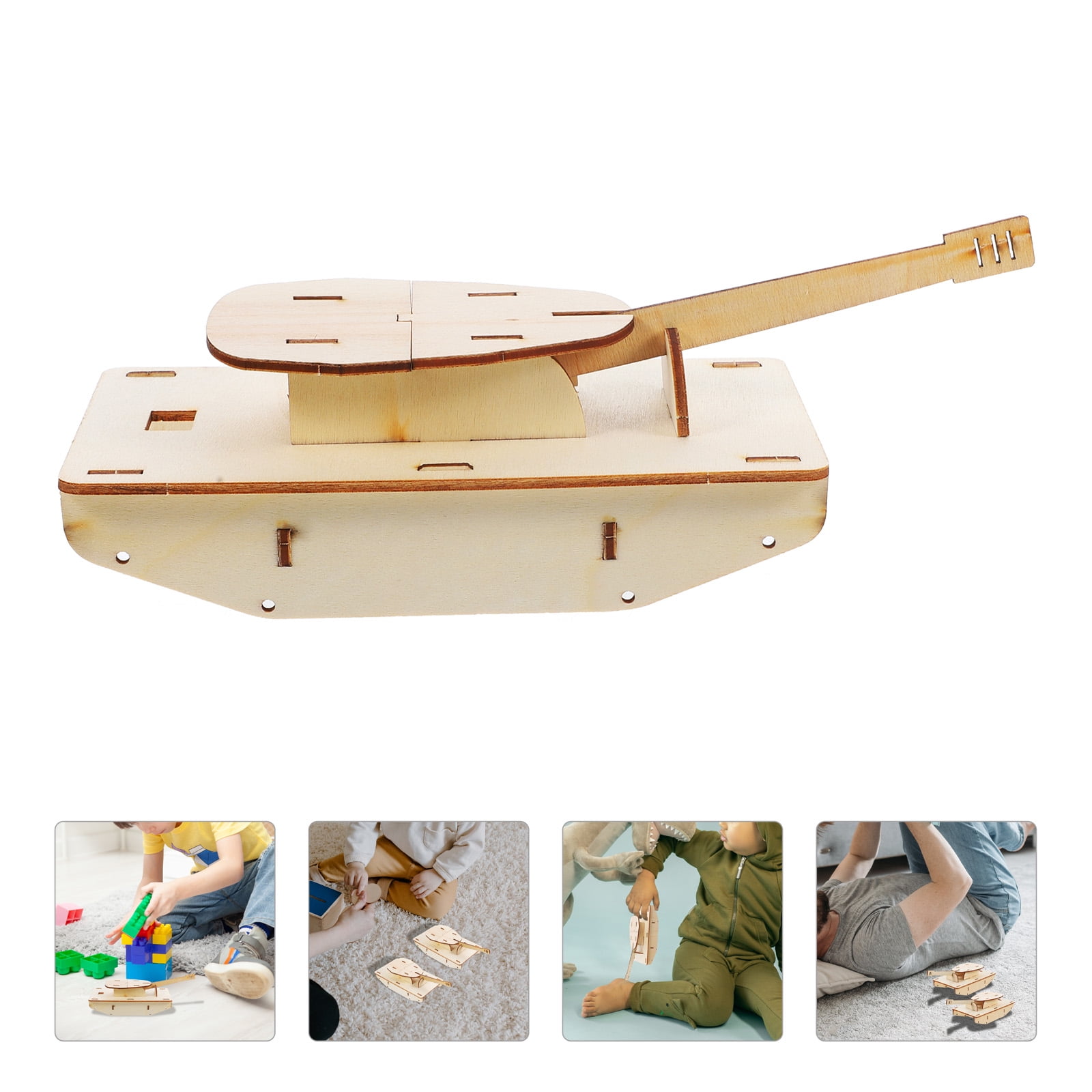 Raindrops 6 pcs Blank Wooden Tank Model Unpainted Tank Model DIY Tank ...