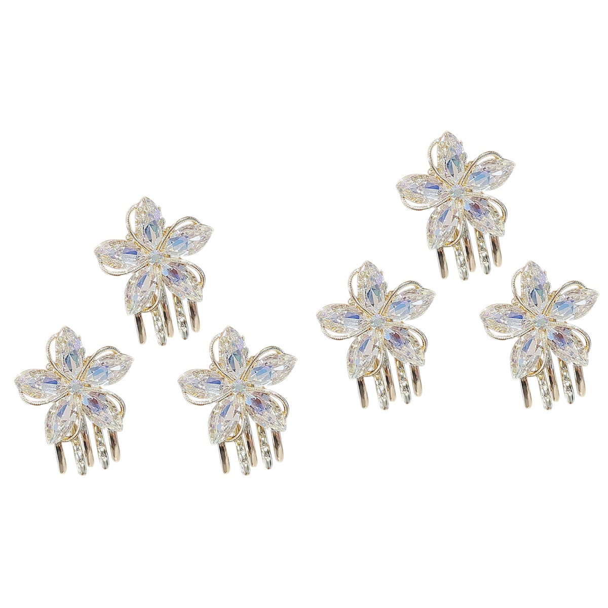 Raindrops 6 pcs Crystal Flowers Hair Clasp Small Hair Claw Clip ...