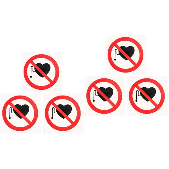 Raindrops 6 pcs No Pacemaker Warning Stickers Round Warning Signs No ...