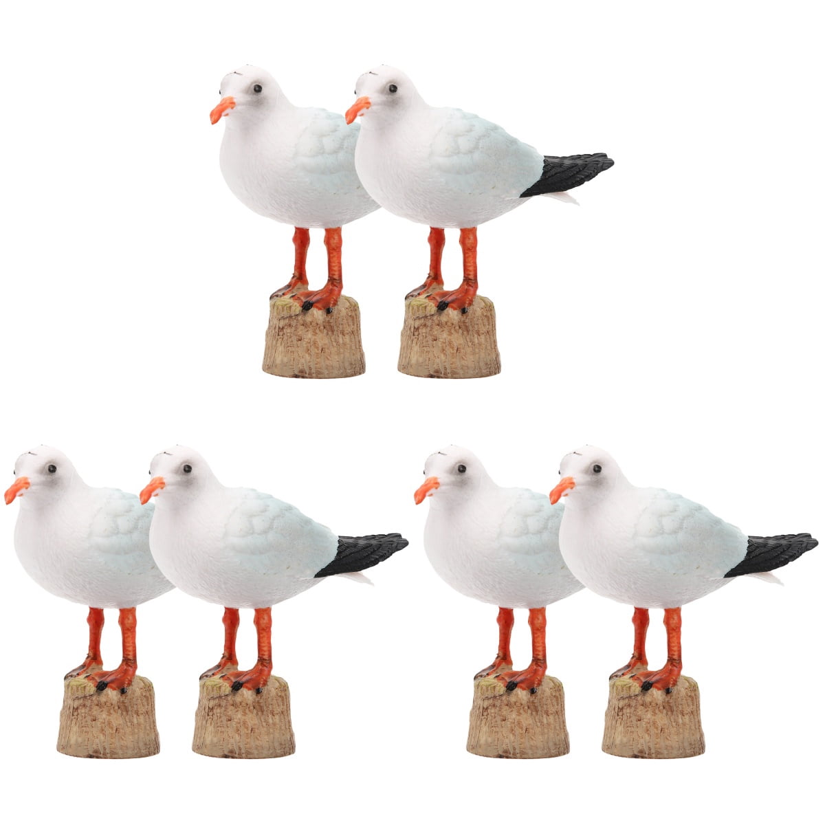 Raindrops 6 pcs Seagull Bird Figurine Plastic Bird Statue Small Seagull ...