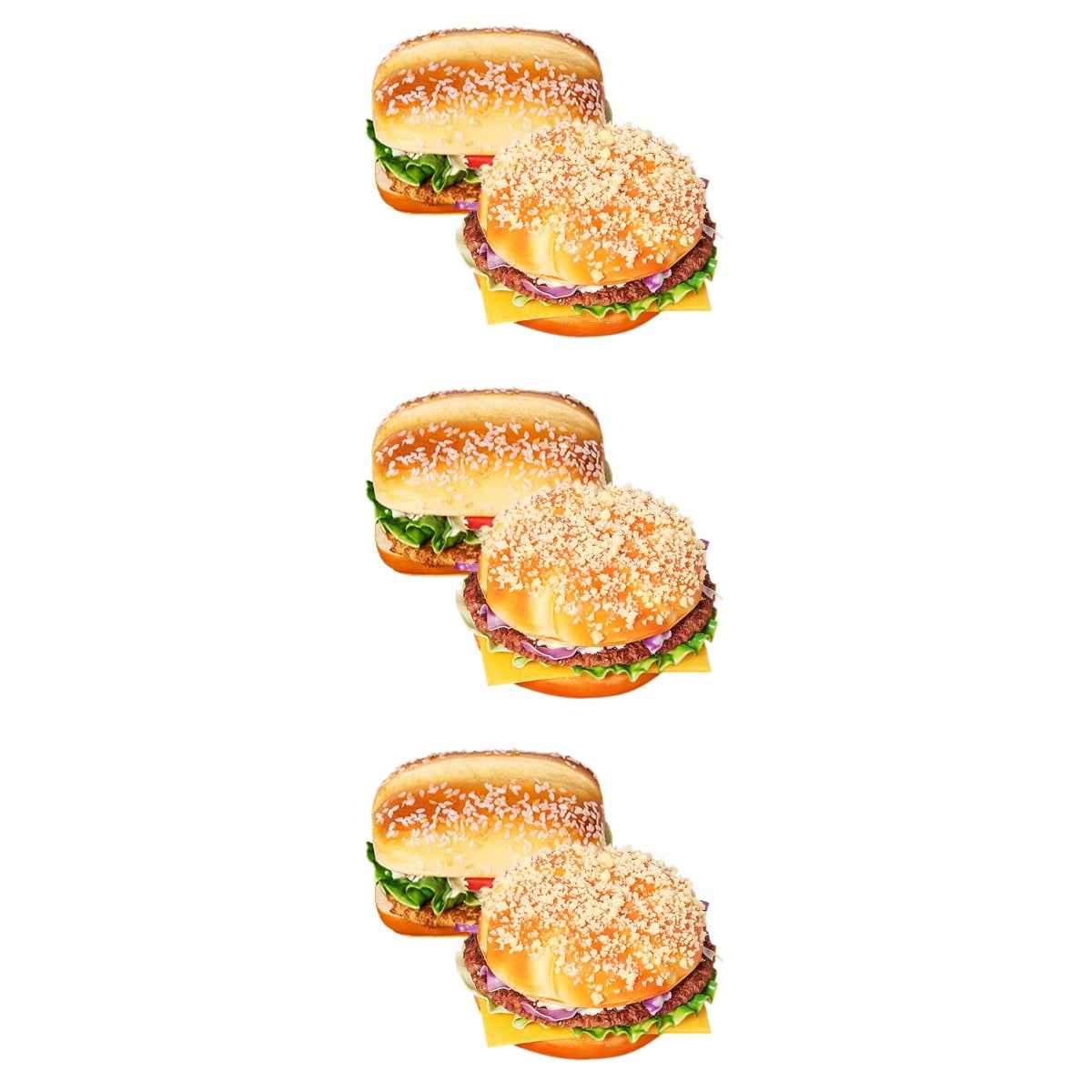 Raindrops 6 pcs Simulation Fake Burger Model Lovely Artificial Burger ...