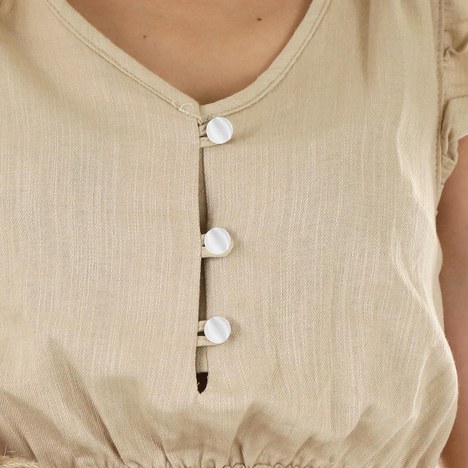 Raindrops 60 Pcs Cloth Covered Round Buttons Vintage Sewing Miss White ...