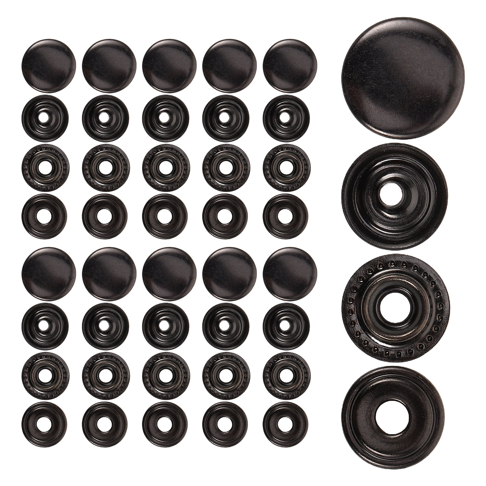 NIAIZEK Round Snap Buttons Black 60 Sets 1.10 x 0.30 Inch Metal ...