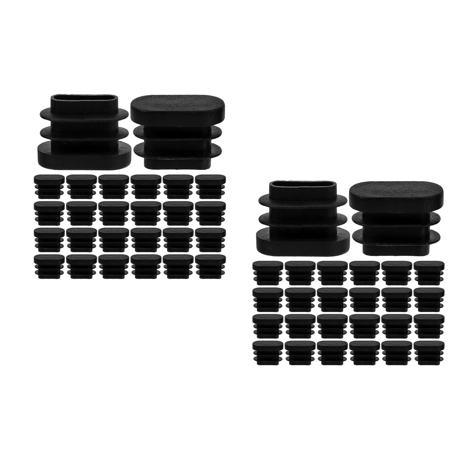 Raindrops 60 pcs Oval Table Chair Leg Tube Pipe Insert End Cap Black ...