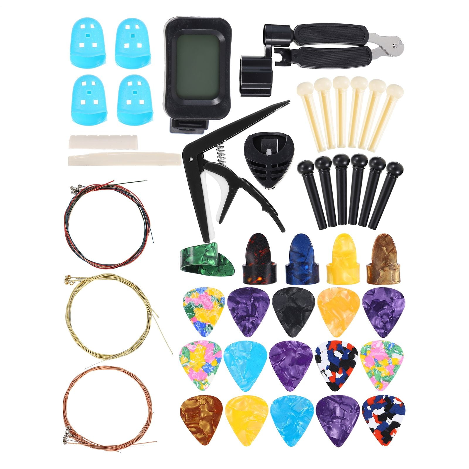 Raindrops 60Pcs Guitar Strings Replace Kit with Tuner Winder and Bridge ...
