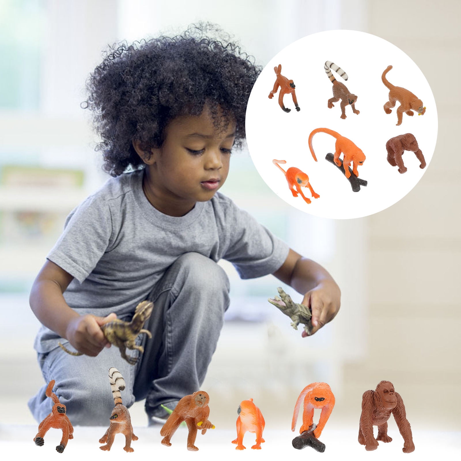 Raindrops 6PCS Small Monkey Figurine PVC Plastic Assorted Color ...