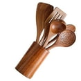 Raindrops Small Cooking Utensils Set Coffee Wood Plastic 1 Set 6Pcs 11 ...