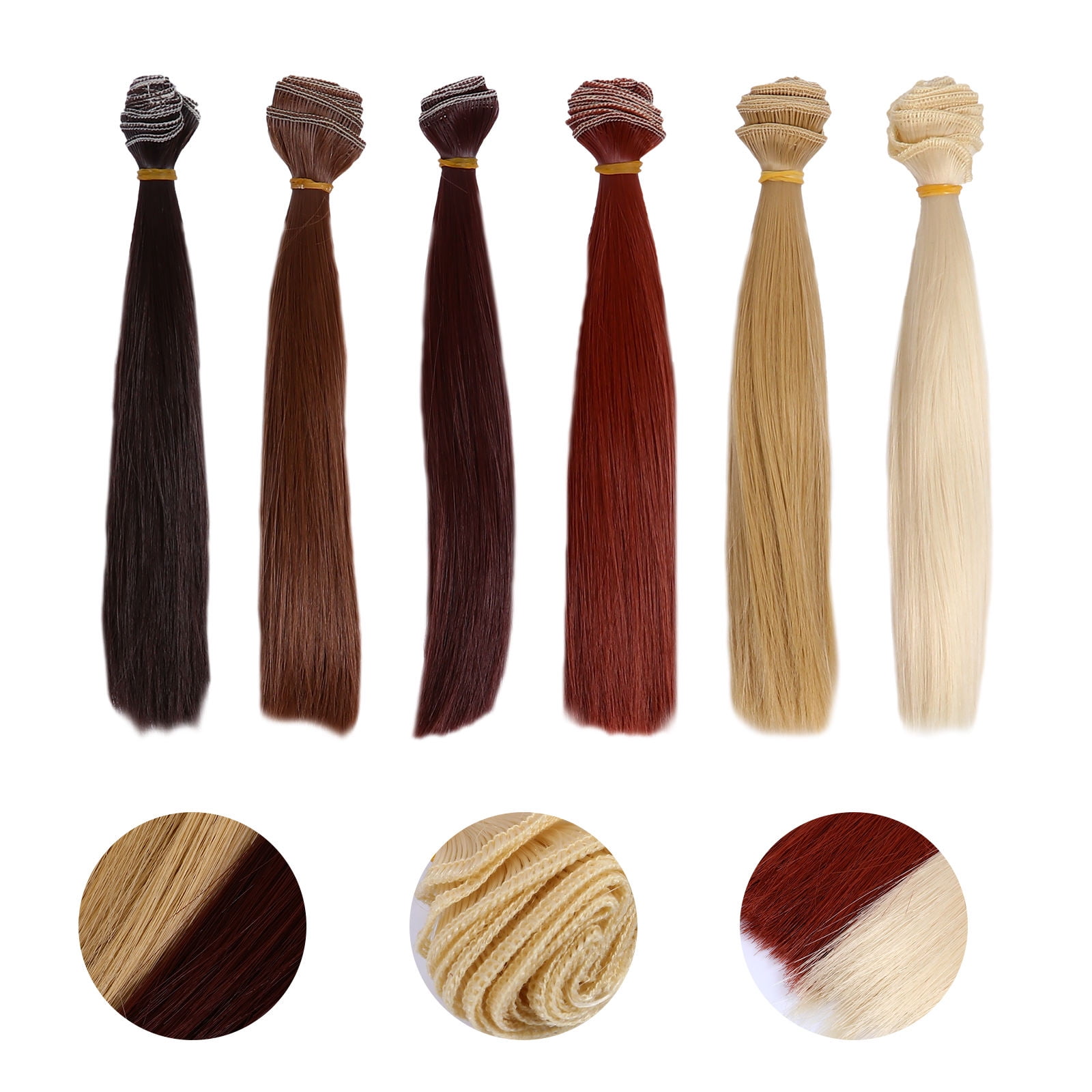 Raindrops 6Pcs Synthetic Hair for Dolls Assorted Color Straight ...