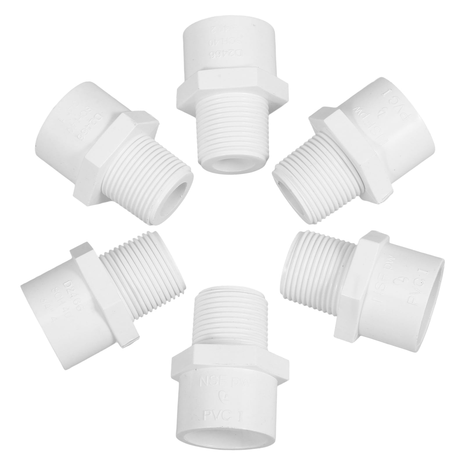 Raindrops 6Pcs White PVC Pipe Fittings NPT Male Thread PVC Pipe Fitting ...