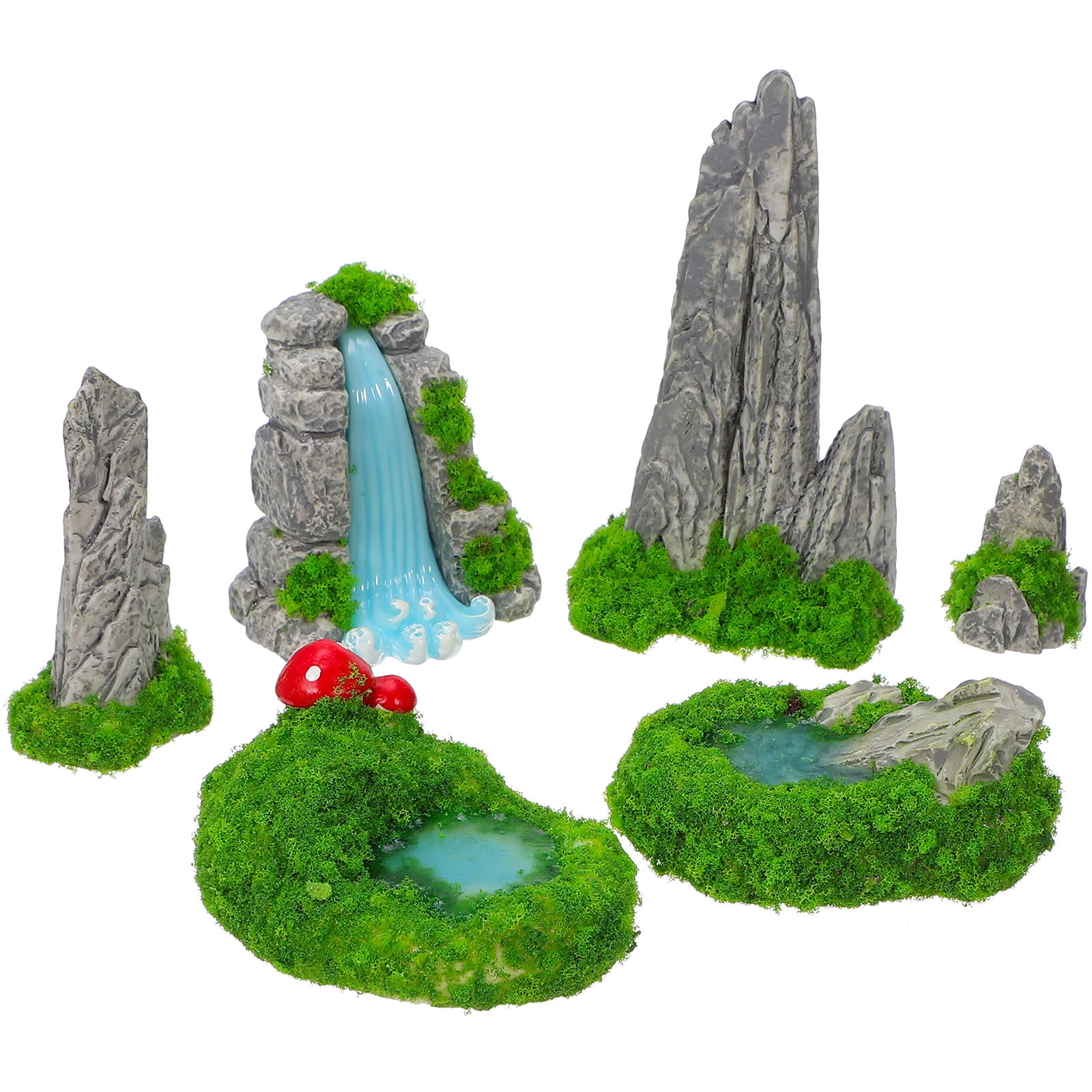 Raindrops 6pcs Artificial Rockery Pool Resin Miniature Fake Rockery Pool Micro Garden Decoration ...