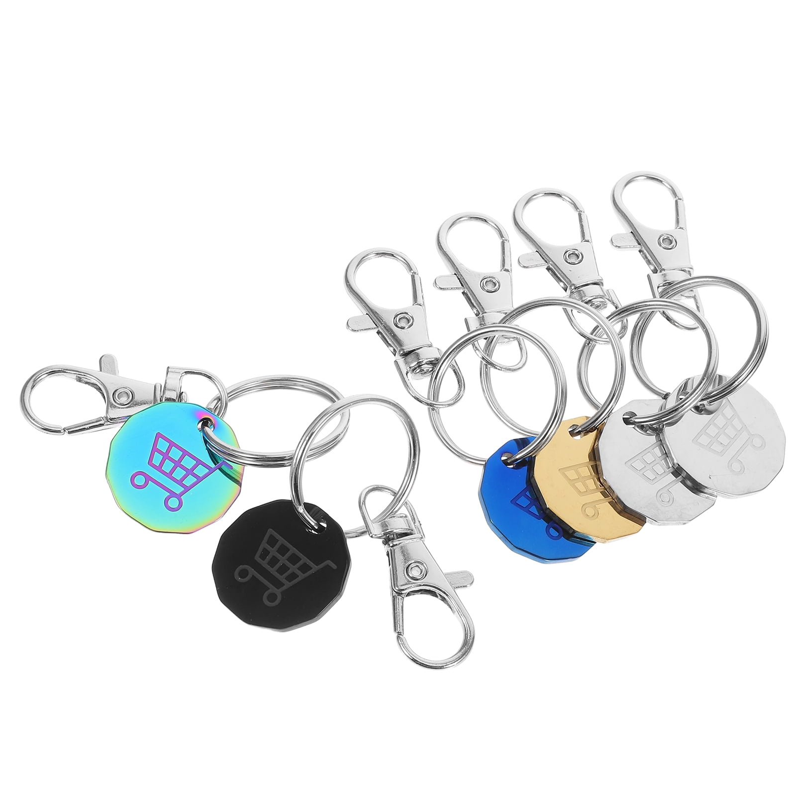 Raindrops 6pcs Sleek Stainless Steel Grocery Cart Accessory Keychain ...